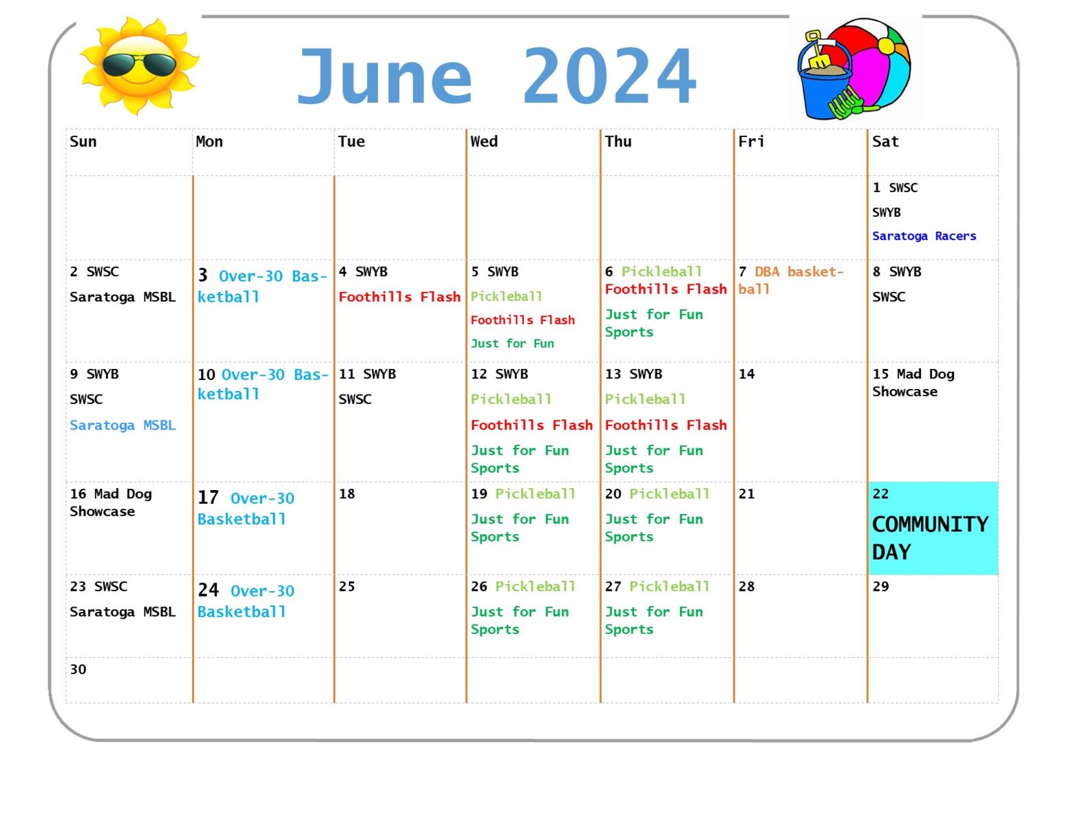 Park Calendar - Town of Wilton